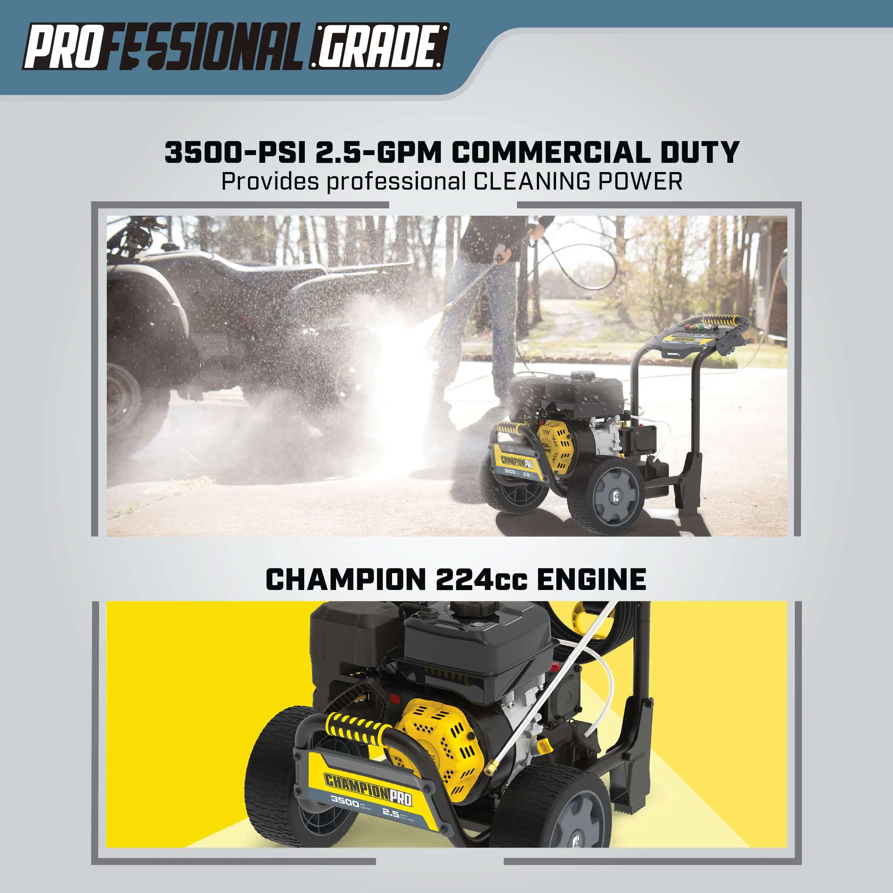Champion Upgraded 3500 Psi High Pressure Washer,2.5gpm Portable Power ...