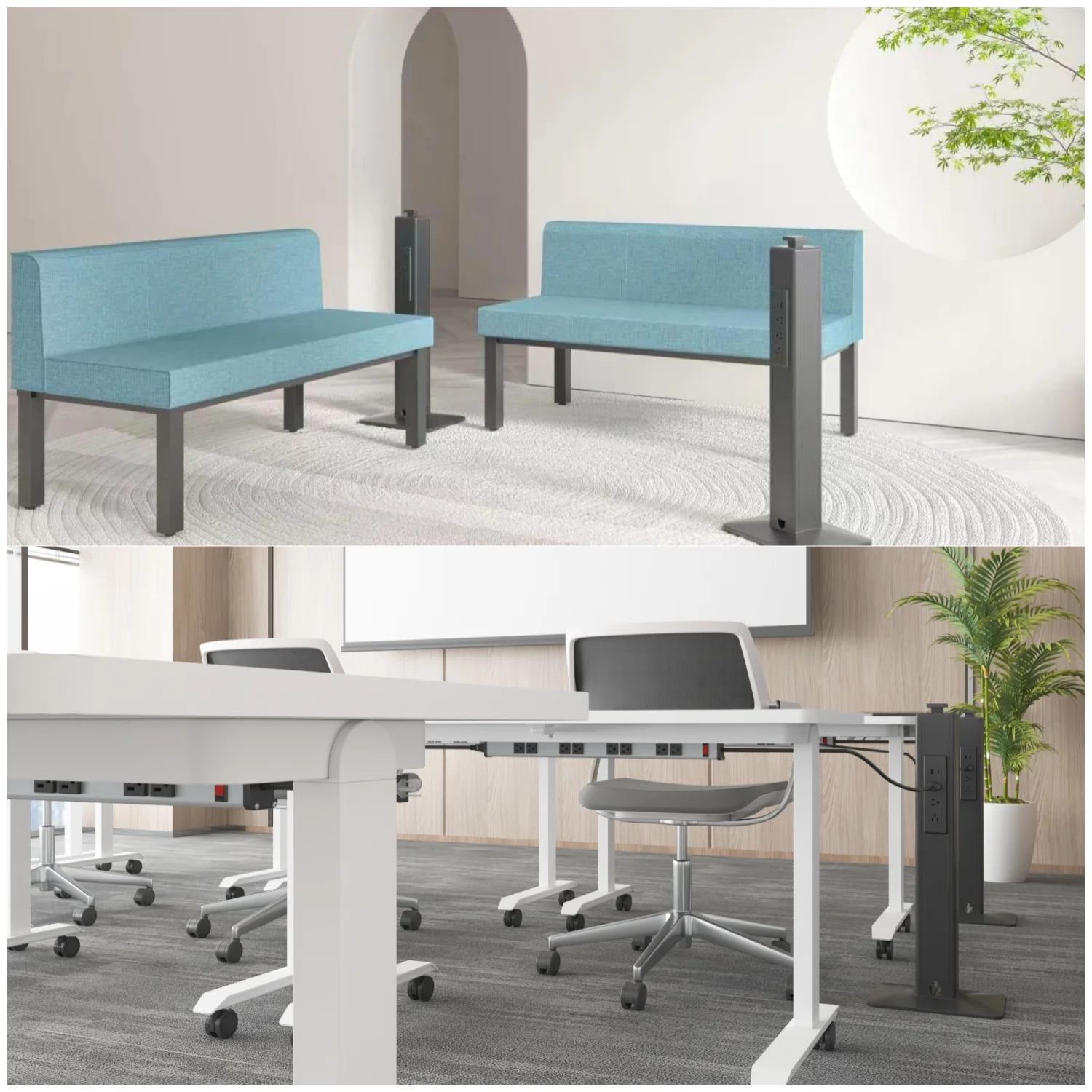 OMNI Commercial Use Freestanding Charging Station with 3 AC Outlets and ...