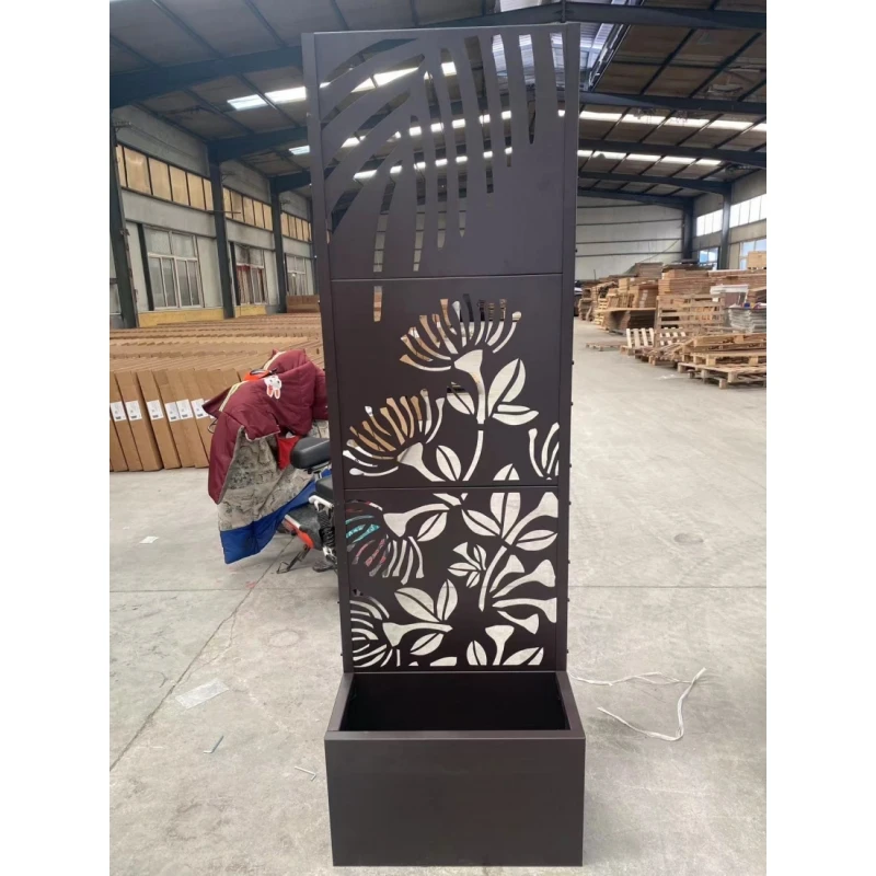 Metal Planter Box & Trellis laser cut black square aluminum planter box ...
