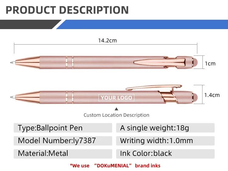 Luxury Metal Soft Touch Ballpoint Pen with Custom Logo - OEM