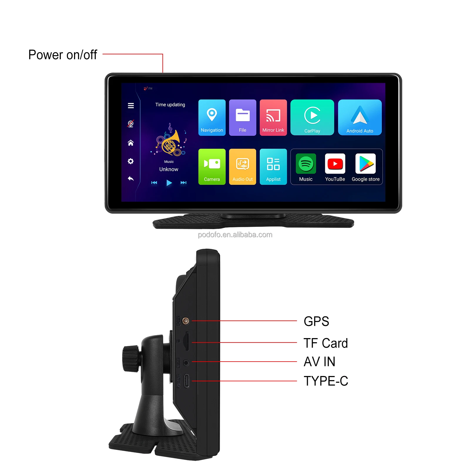 Podofo 10.36inch Autoradio Android Car Radio Portable Carplay Android ...