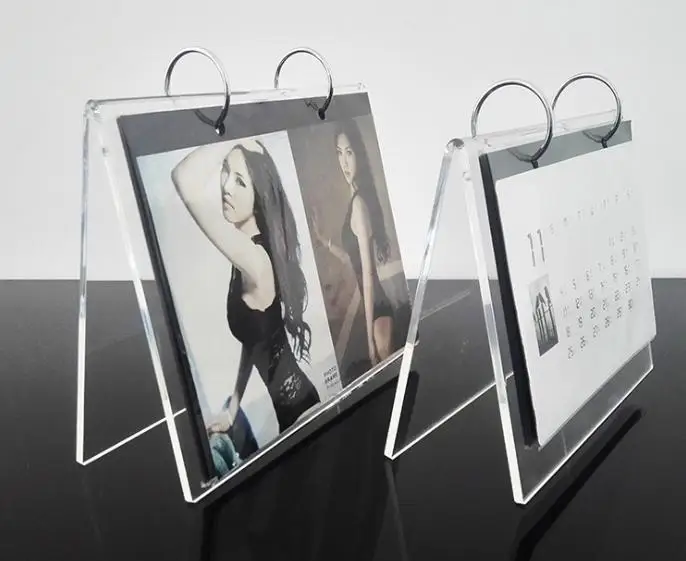 V Shaped Clear Desk Calendar With Metal Rings And Opp Sleeves Clear ...