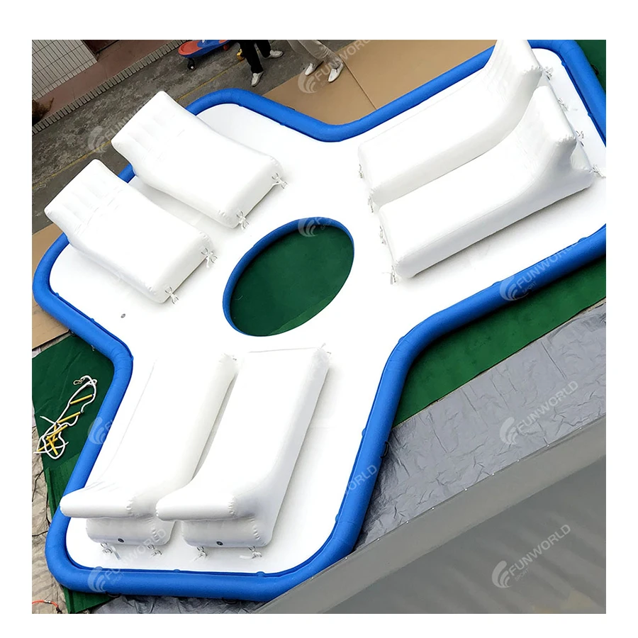 8m Inflatable Floating Island Pool Float Water Bar Lazy River Lounges ...