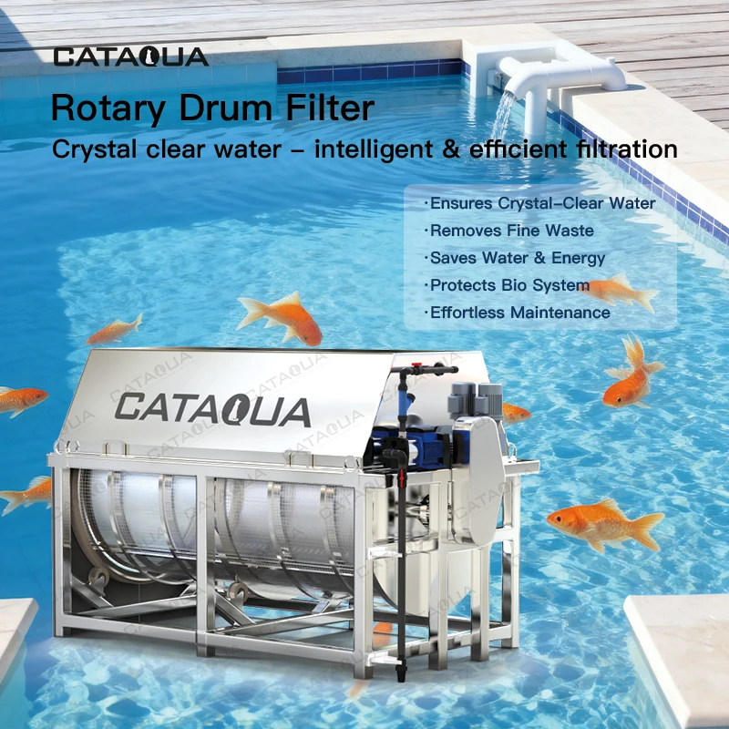 CATAQUA 500-1200m/h Durable PVC+PP Eco-friendly Rotary Drum Filter for ...