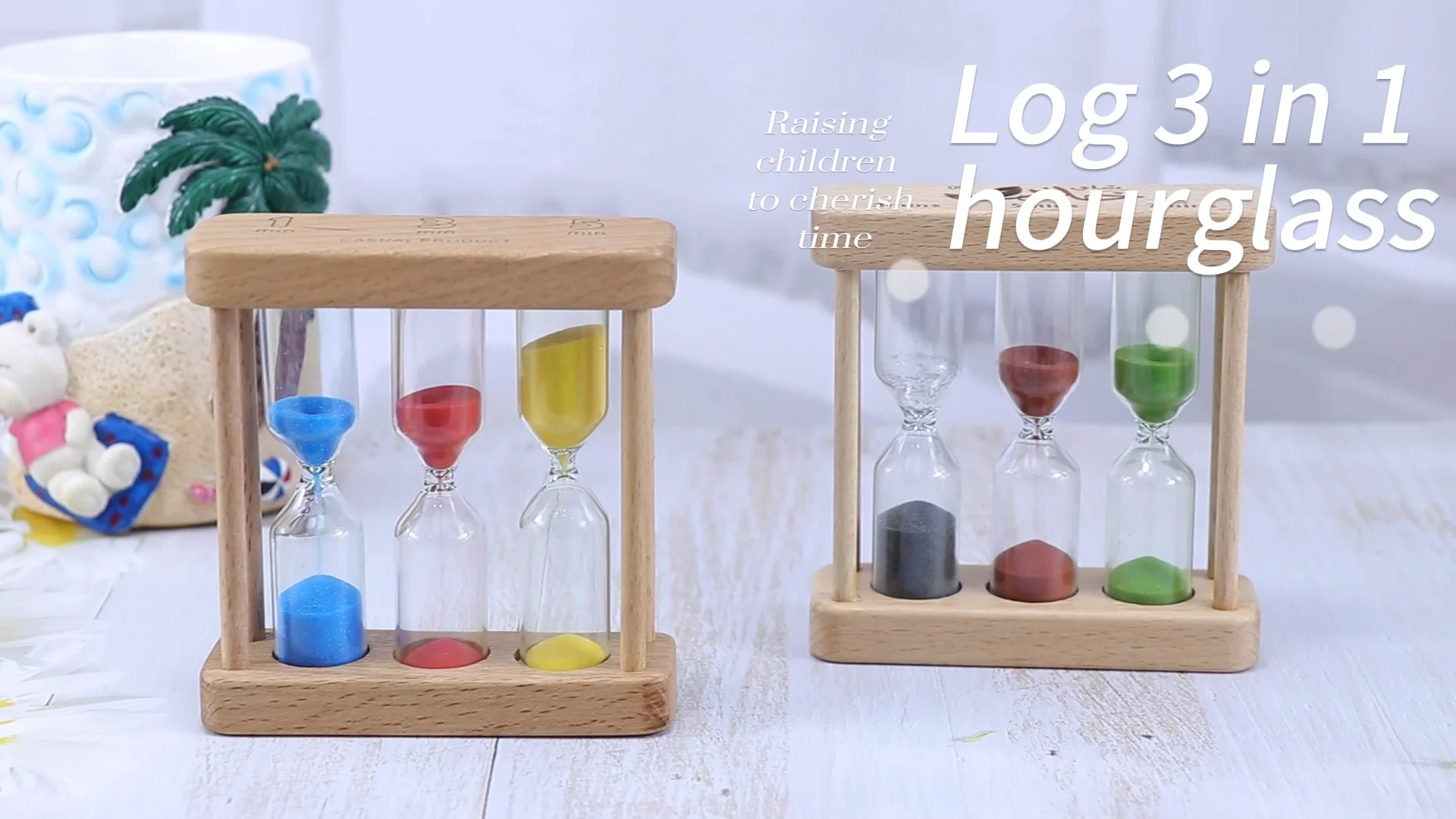 1/3/5 Minute Wooden Sand Glass Hourglass 3 5 7 Minutes 3 In 1 Wood Tea ...