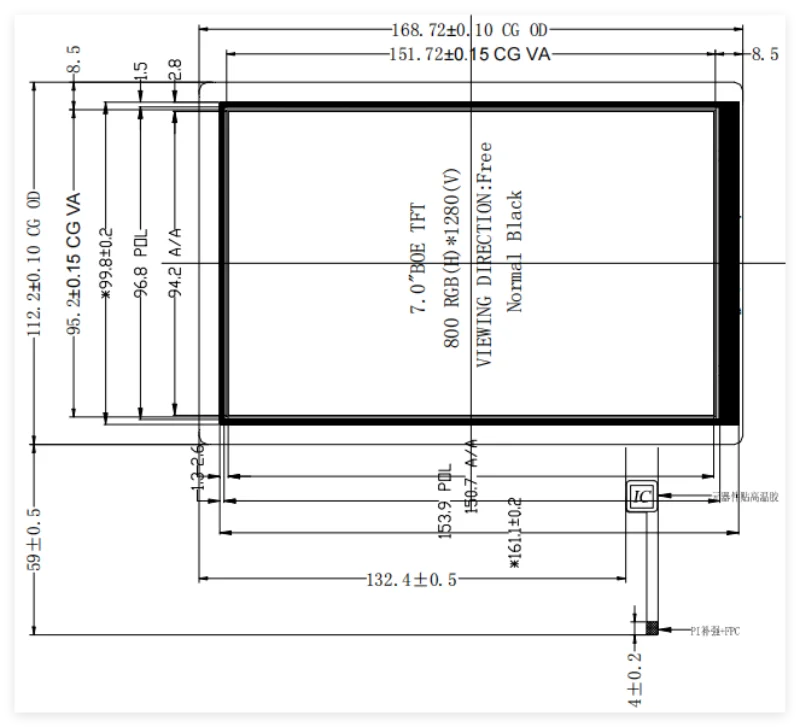 XOT 7 Zoll MIPI DSI TFT LCD Display Screen ST7701S Driver IC 800*1280 ...