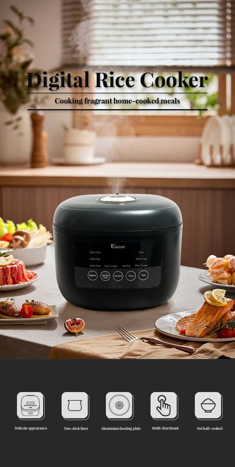 Multifunctional Commercial Digital Rice Cooker 1.2L-1.8L Non Stick Rice ...