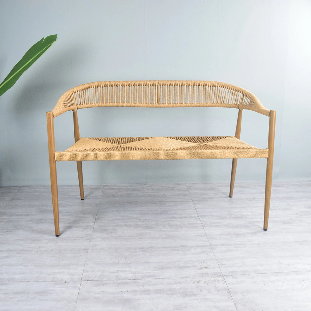 Modern Rattan Wicker Double Seat Bench Sofa All-weather For Outdoor ...