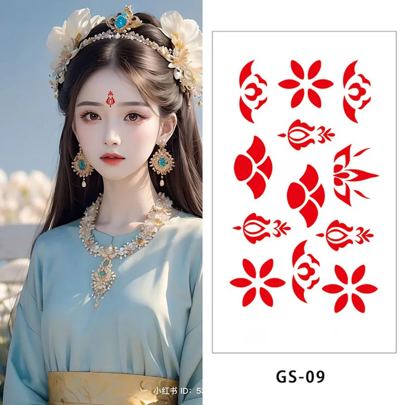 Temporary Chinese Style Face Paint Stickers - Bindi Tattoo Design