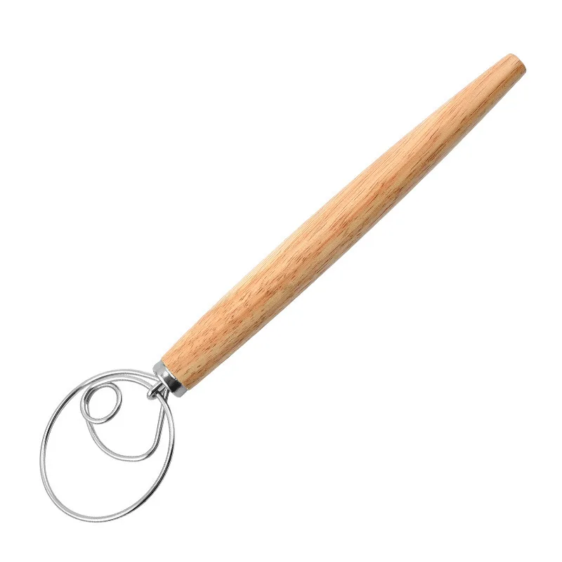 13 Inches Oak Handle With Stainless Steel Coil Powder Beater Flour ...