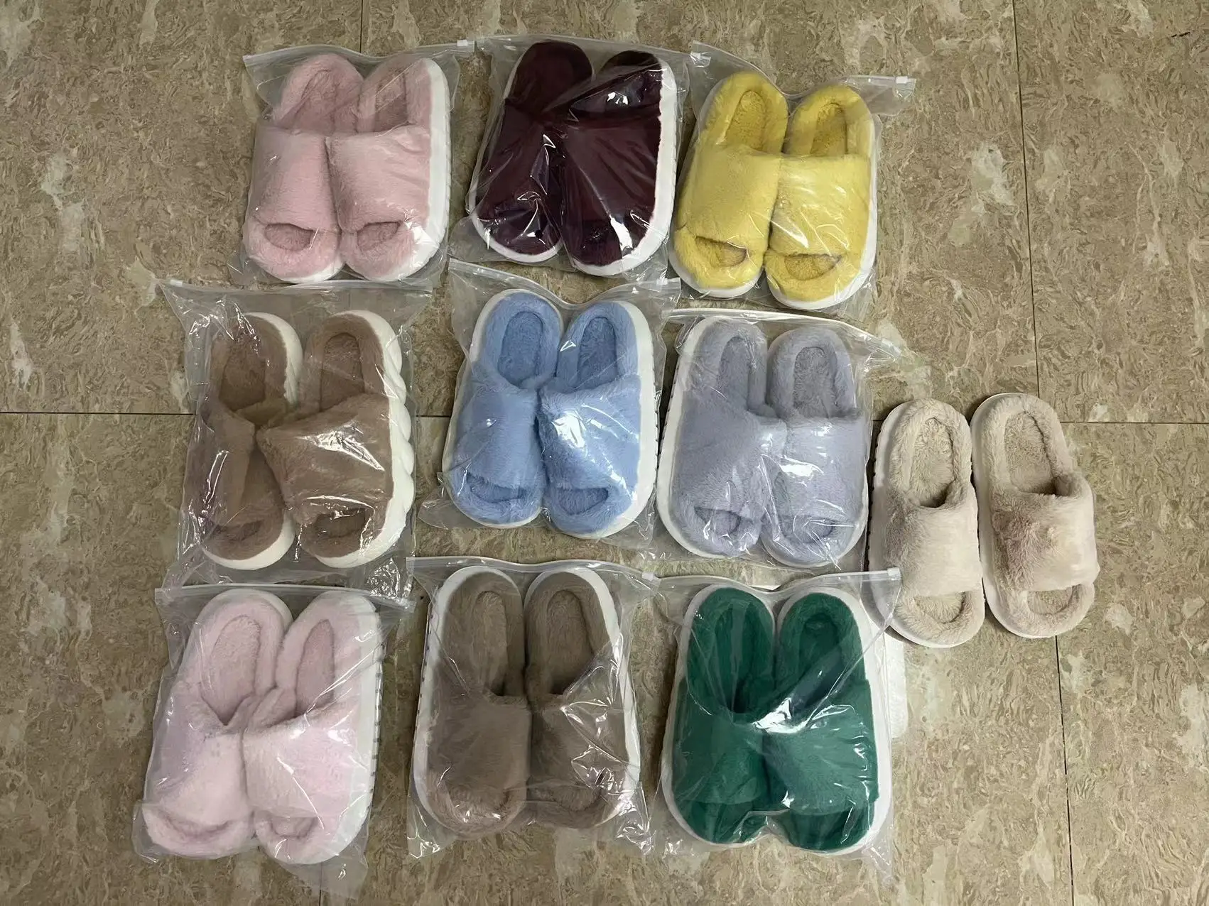 Women's Easy Silp On Open Toe Home Slide Sandal Slippers Soft Fur Plush ...