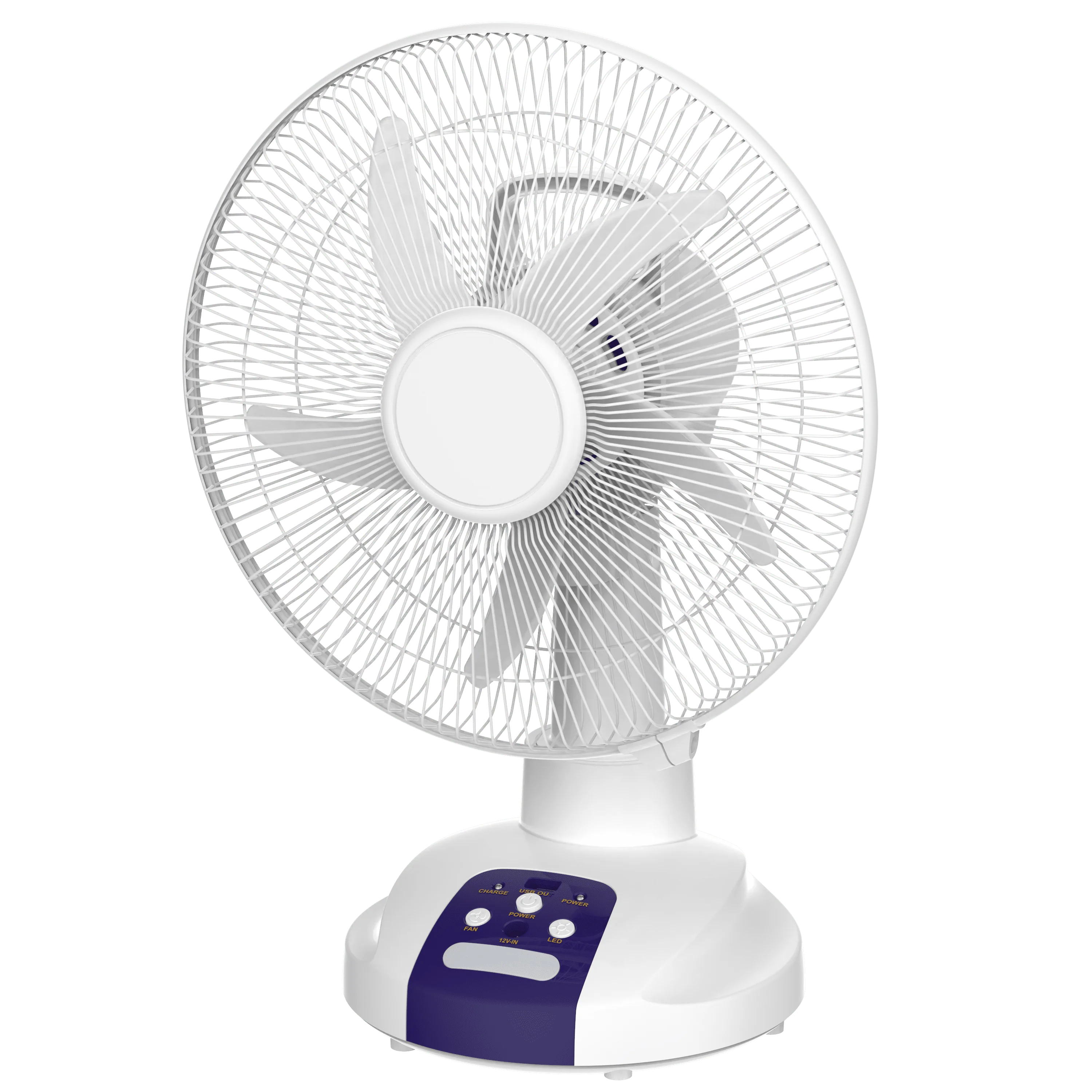 12" Oscillation Ac/dc Rechargeable 3 Speed Table Fan With Led And Solar ...
