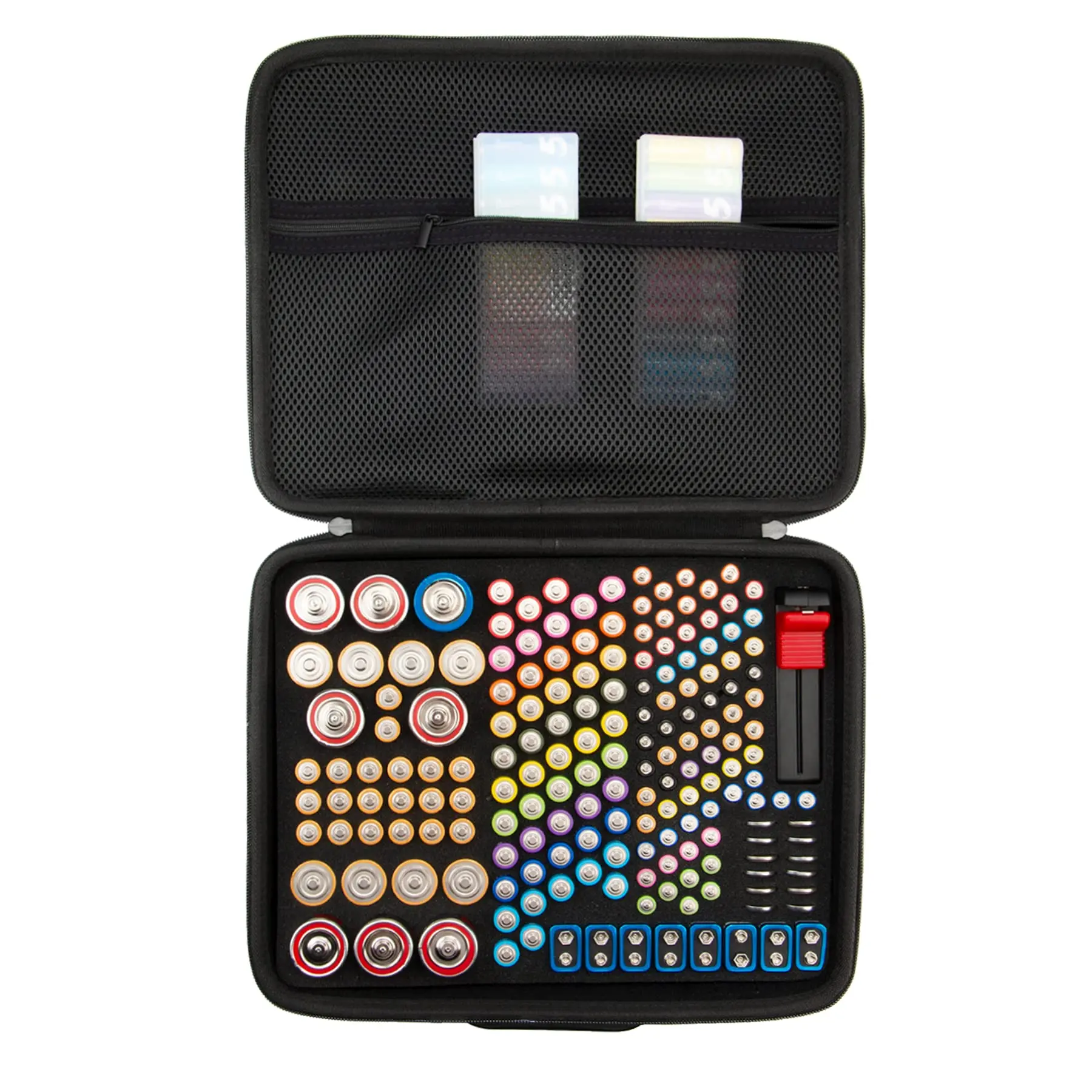 Hard Battery Organizer Carrying Case Bag Holds Batteries AA AAA C D 9V ...