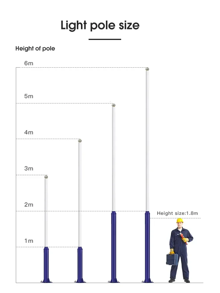 Customized 3M 4M 5M 6M Steel Iron Used Garden Lamp Pole Split ...