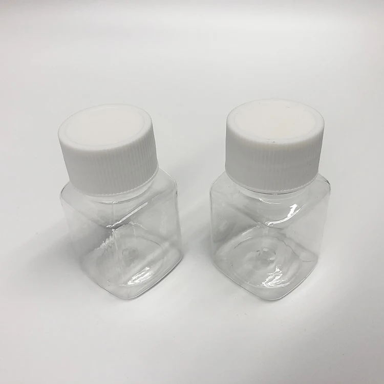 Empty 30ml 1oz clear Plastic square Shaped Bottle with White Screw Lid ...