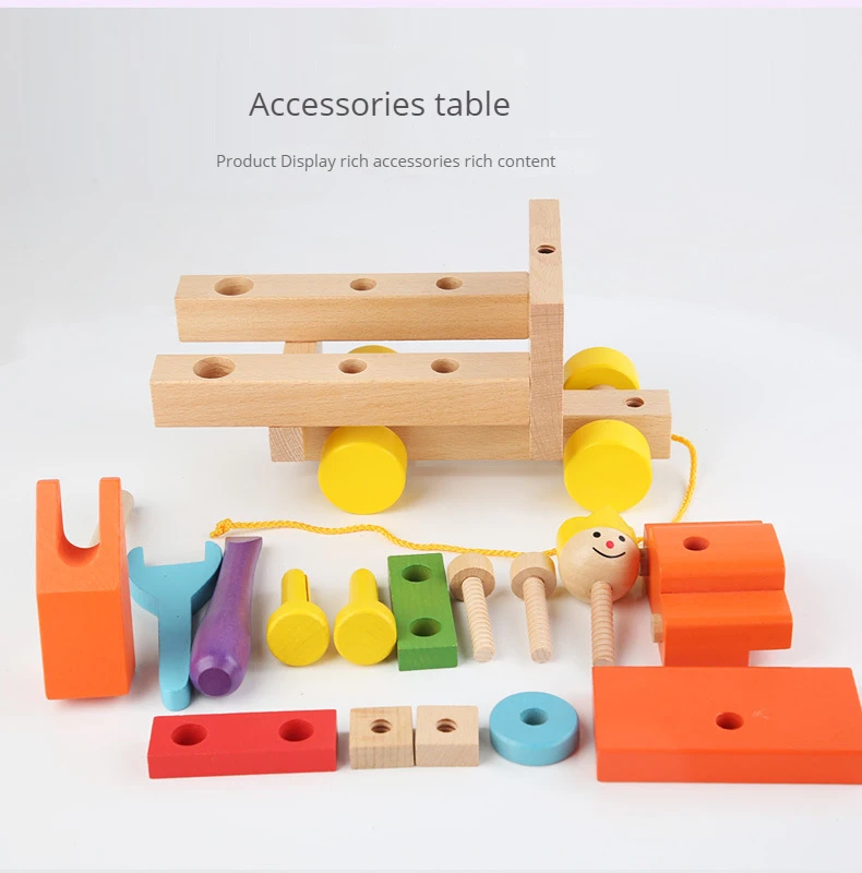 Children's Wooden Early Childhood Education Colorful Screw Car Knock ...