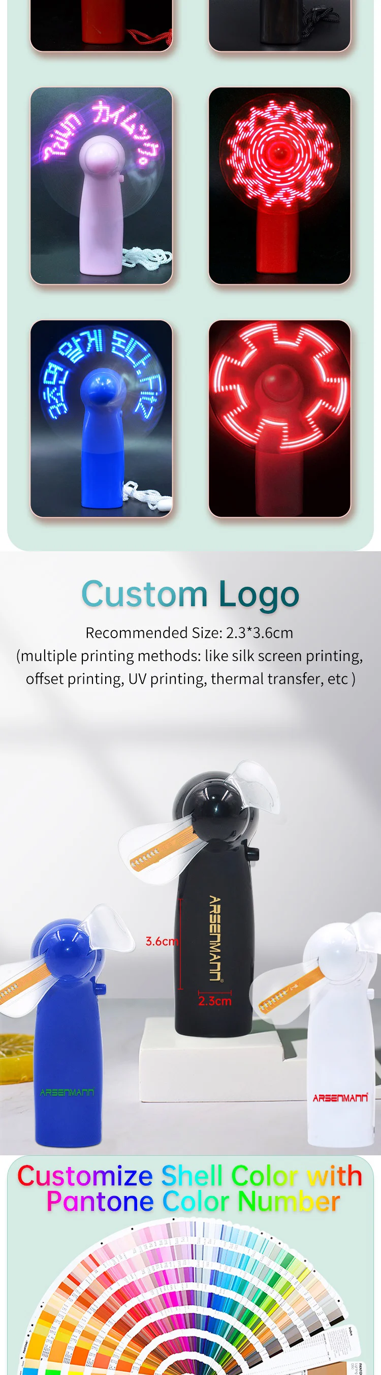 Mini Portable Custom Message Handheld Led Battery Fan Programmable Led ...