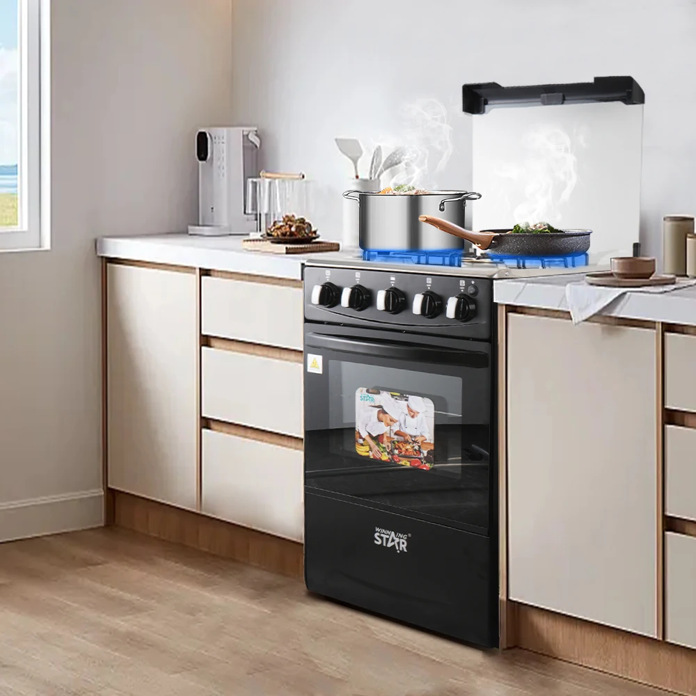 Winning Star ST-9613 KJ-28 4 Gas Burners Black Stove with Built-in Oven ...