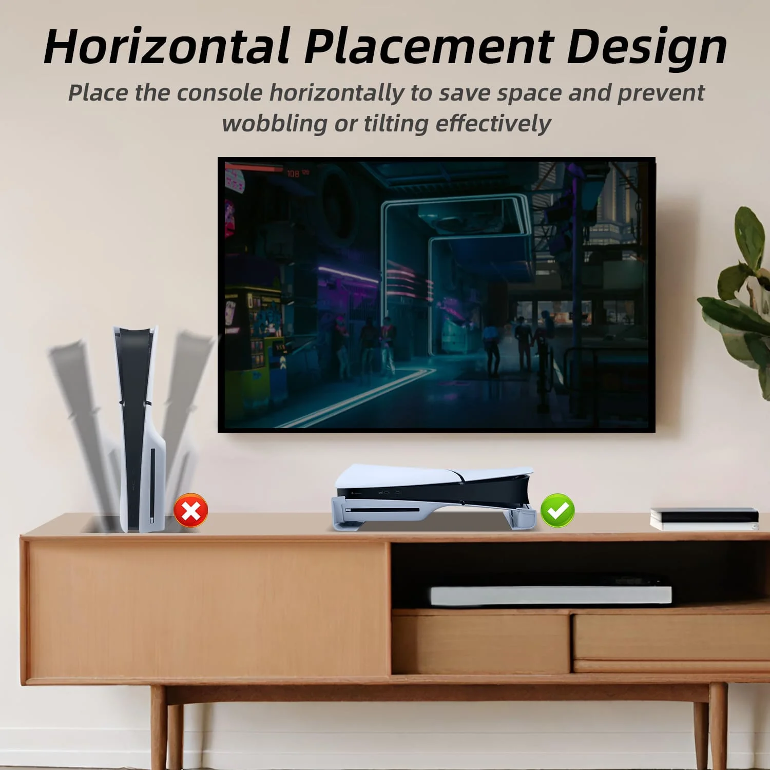 Aolion Horizontal Stand For Ps5 Slim Protective Base For Ps5 Slim De ...