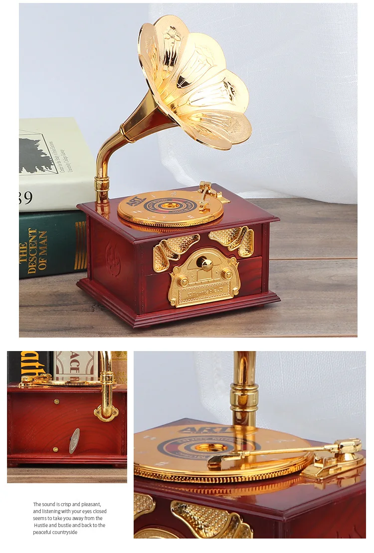 Retro Gramophone Music Box - Vintage European Classic