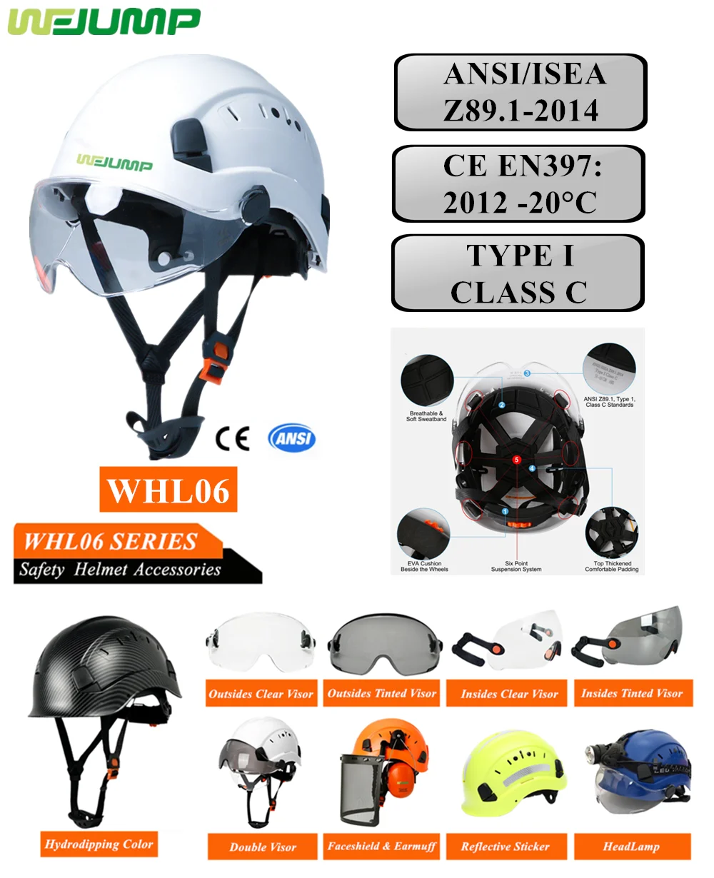 Wejump Construction Osha Approved Ce En397 Ansi Z89.1 Abs Safety Helmet ...