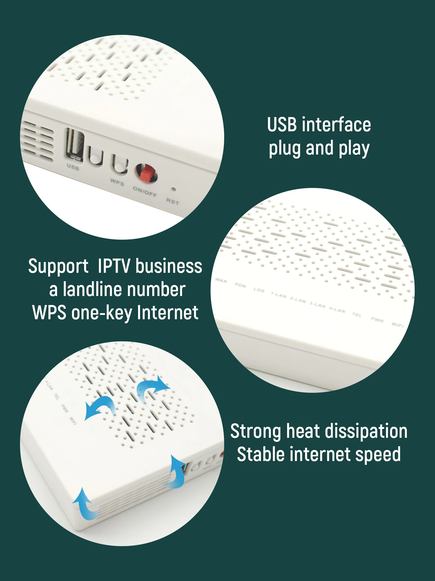 FTTH GPON EPON ONU ONT 4 Port 2.4G&5G WIFI Gigabit Ethernet ONU Gpon ...