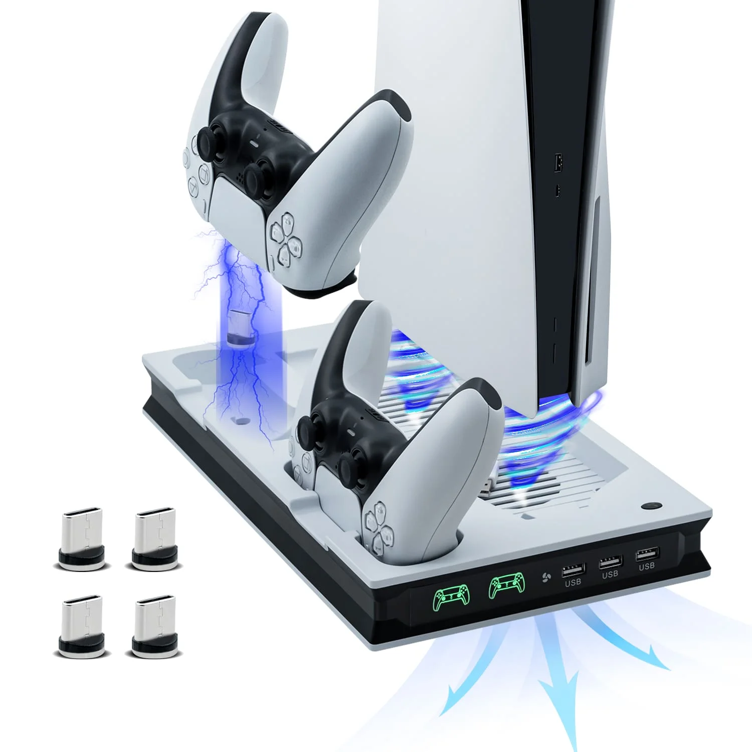 PS5 Stand Cooling Fan & Dual Controller Charger - Fast LED Charging