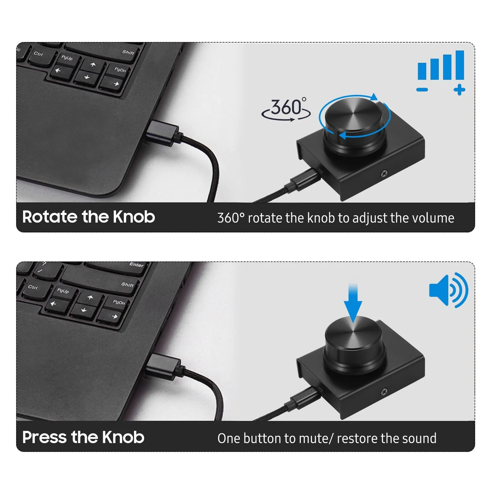 Usb Volume Control Knob One Key Mute Volume Controller For Computer ...