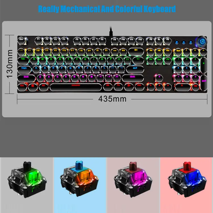 104 Keys RGB Mechanical Keyboard Computer Gaming Keyboard for Desktop ...