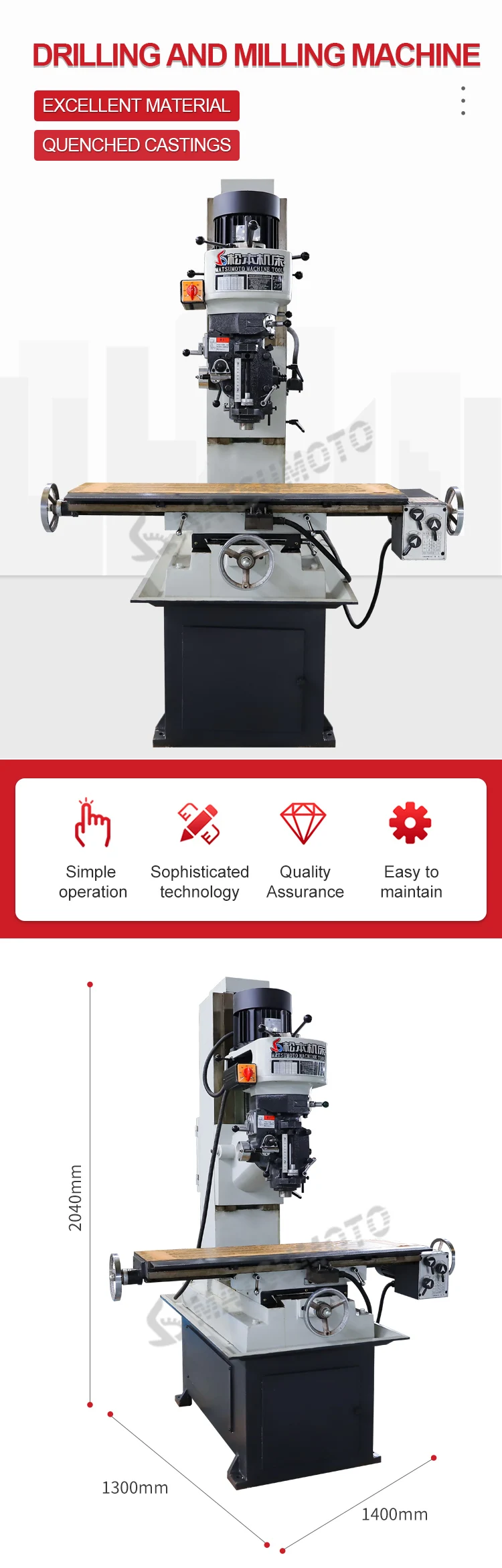 Manual Drilling and Milling Machine ZX50P High Quality Drilling and ...
