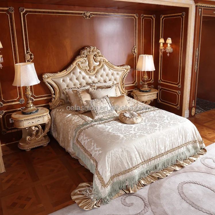 OE-FASHION Luxury Carving Queen Size Bedroom Furniture