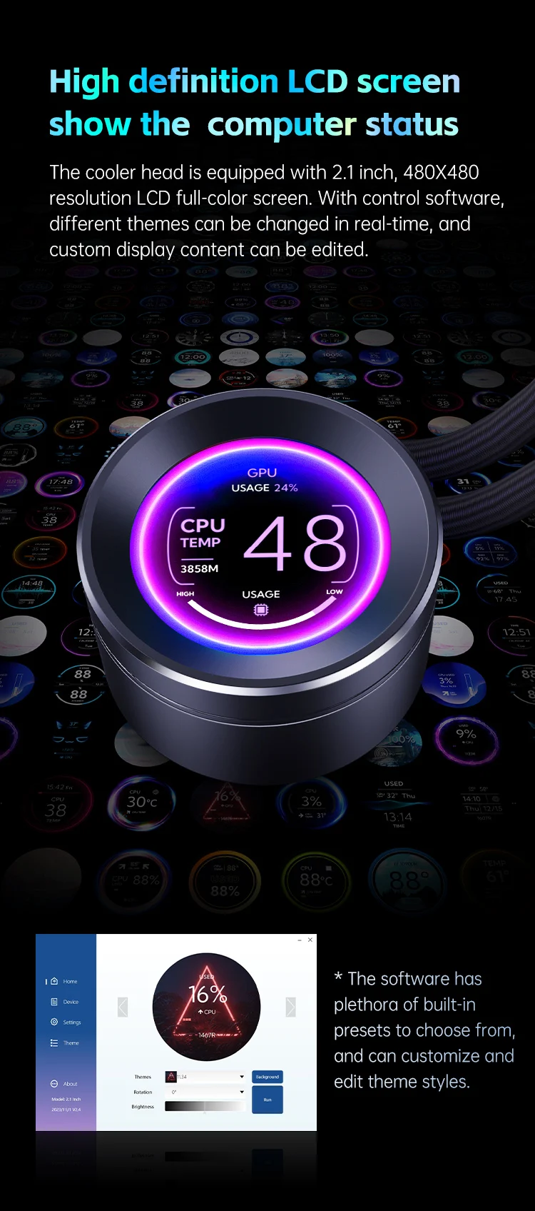 SNOWMAN Liquid CPU Cooler - 240mm Water Cooling Radiator