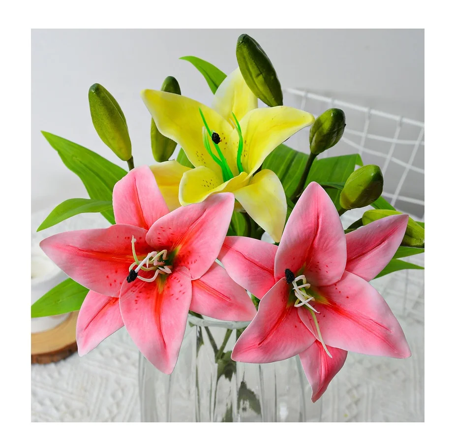 Artificial lily long stem artificial stargazing lily Artificial tiger ...