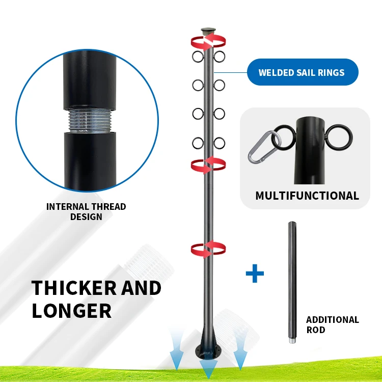 JH-Mech Pole Shade Galvanized Metal Steel Adjustable Stainless Post For ...