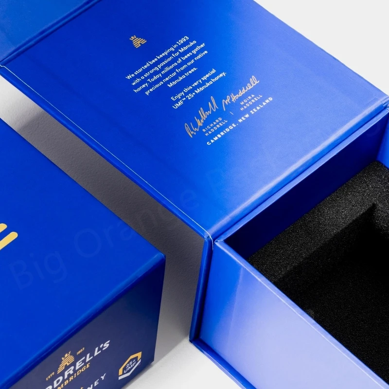 Luxury Blue Paper Packaging Box Custom Design Magnetic Gift Caviar Jar ...