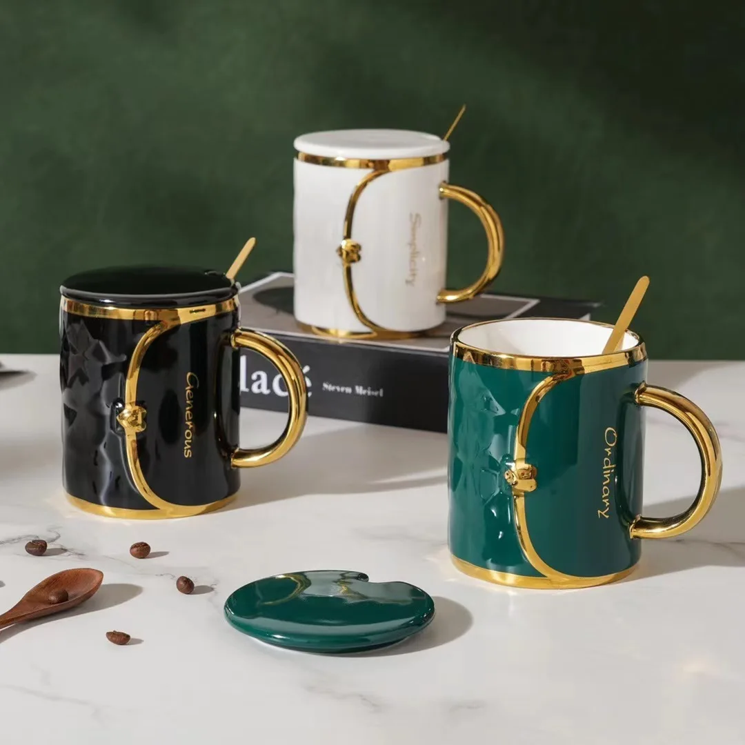 Nordic Style Gold-plated Handbag Ceramic Mug Personality Gift Coffee ...
