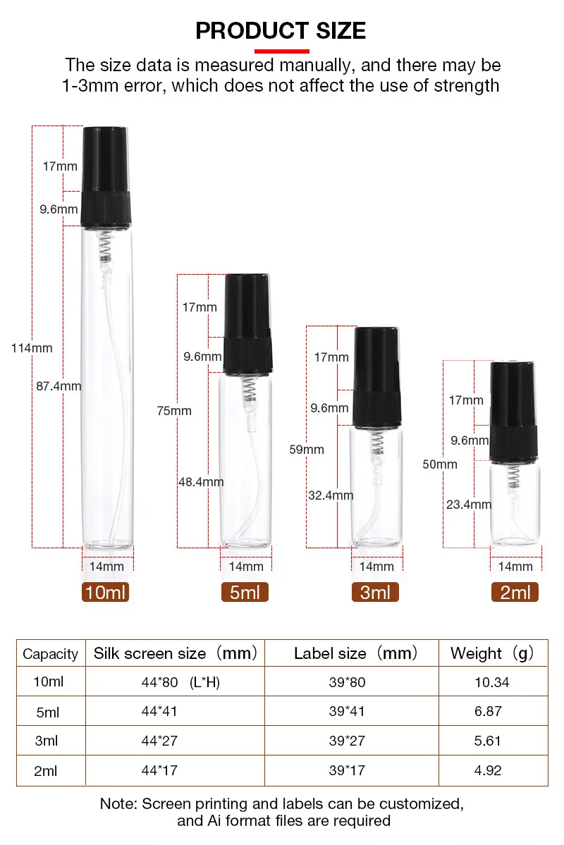 Wholesale Mini Perfume Atomizers - 2ml, 3ml, 5ml, 10ml