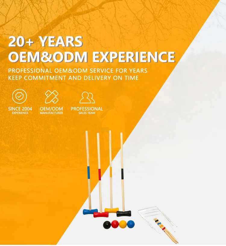 Classic 4 Player Deluxe Wood Croquet Game Kids Outdoor Playing Sports ...