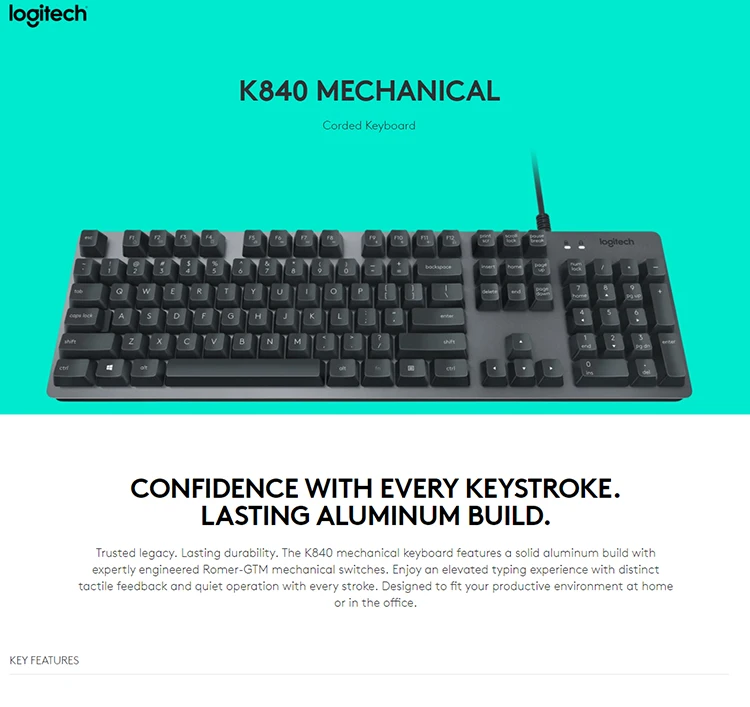Logitech K840 Mechanical Keyboard - Full Size, RGB Backlit