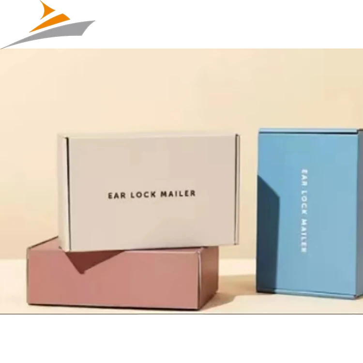 Custom Logo Printed Ear Lock Corrugated Cardboard Paper Packaging ...