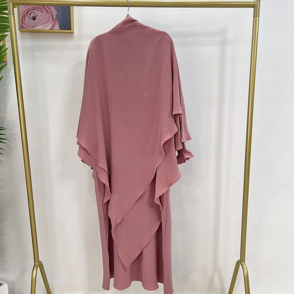 New High Quality Eid Full Length Islamic Clothing Muslim Women Dress Butterfly Two Layers Khimar ...