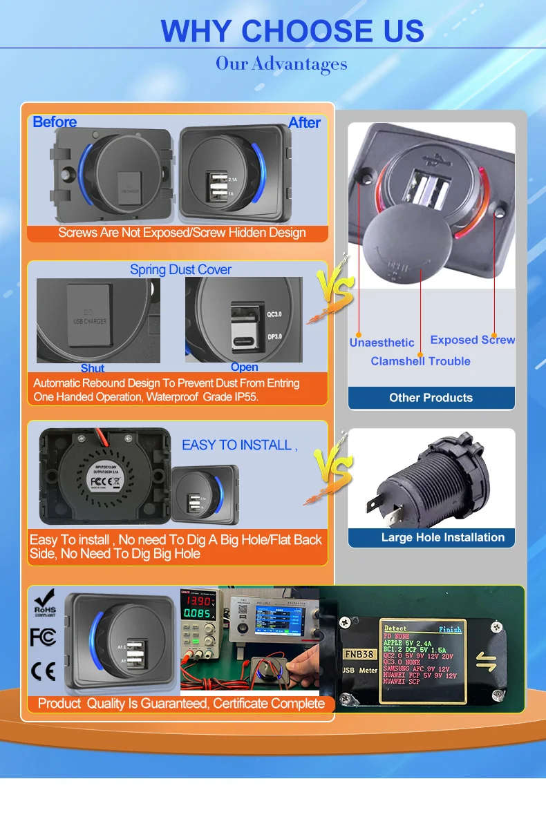 Dual 3.1a Coach Bus Seat Usb Charging Port Panel Mount 12v Socket Usb ...