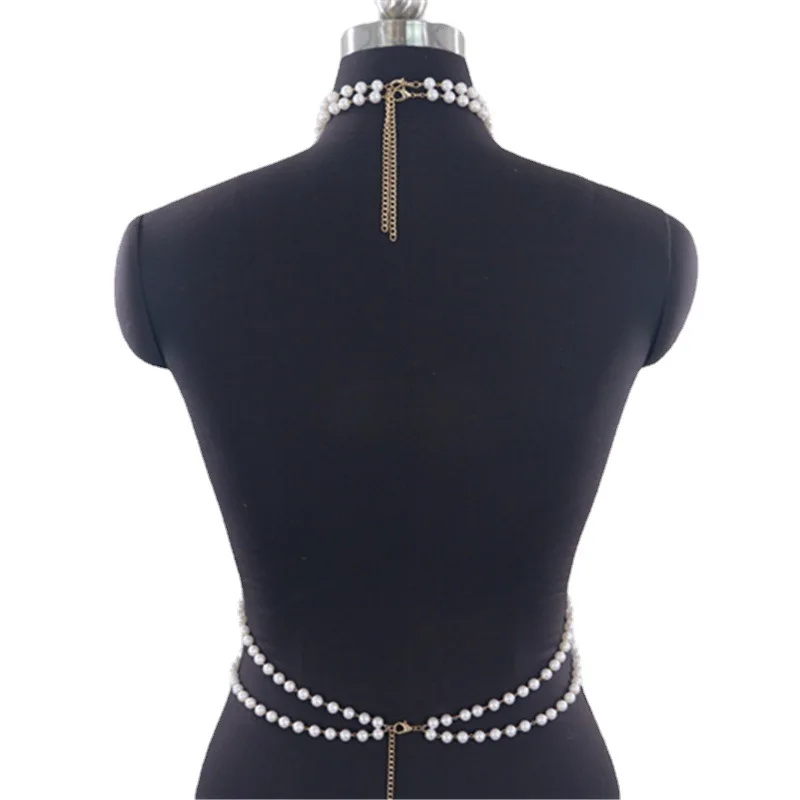 Sexy Pearl Body Chain Bra Fashion Necklace Bridal Jewelry Top Chain ...