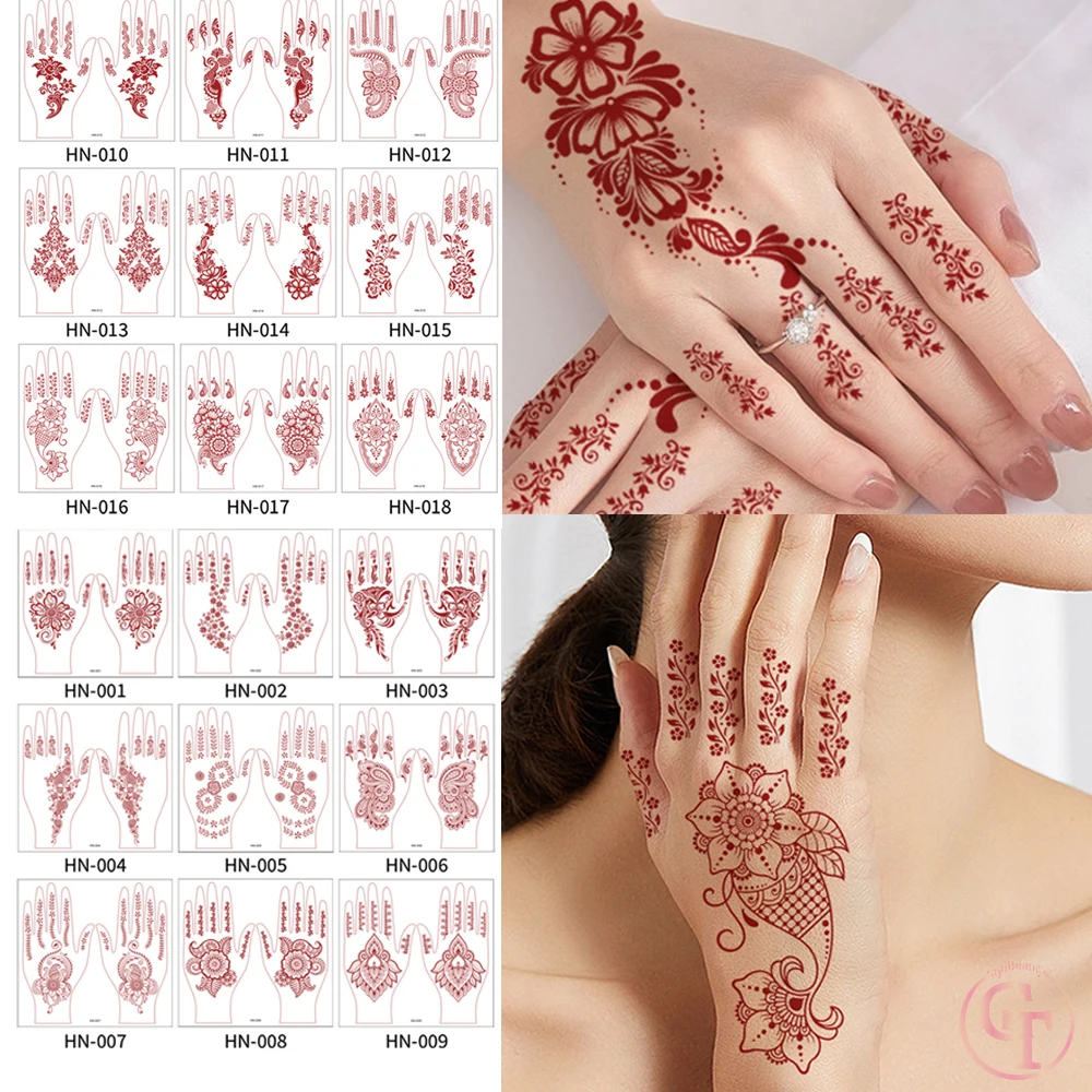 Wholesale Brown Henna Lace Tatoo Sticker Waterproof Hand Flower Indian ...