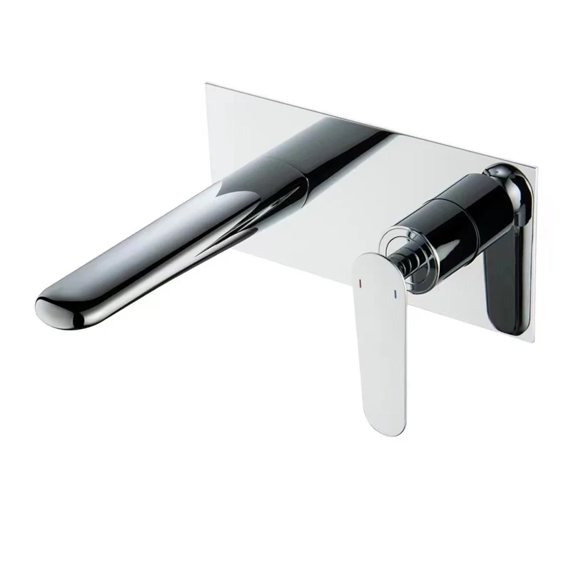 Matt Black Wall-Mounted Concealed Basin Tap Ceramic Valve Hot/Cold ...