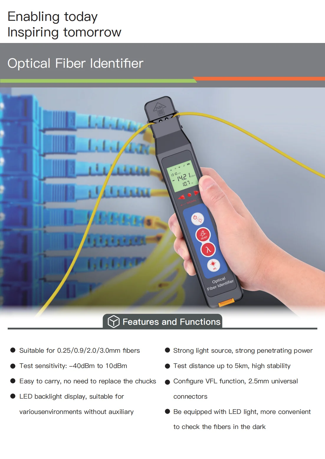 Optical Fiber Trafic Identifier Signal Detector With 10mw Visual Fault ...