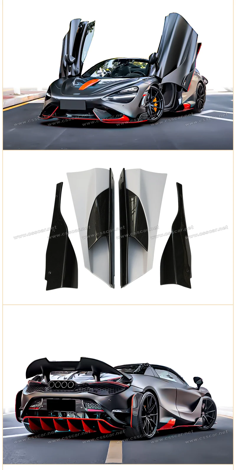 For Mclaren 720s Bodykit Half Carbon Fiber Front Rear Bumper Side Skirt ...