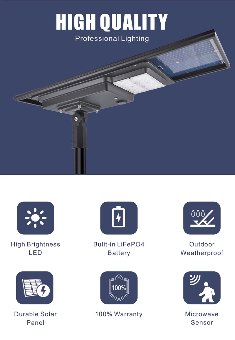 Aluminum Solar Street Light With Remote Control Outdoor 80w/90w100w ...
