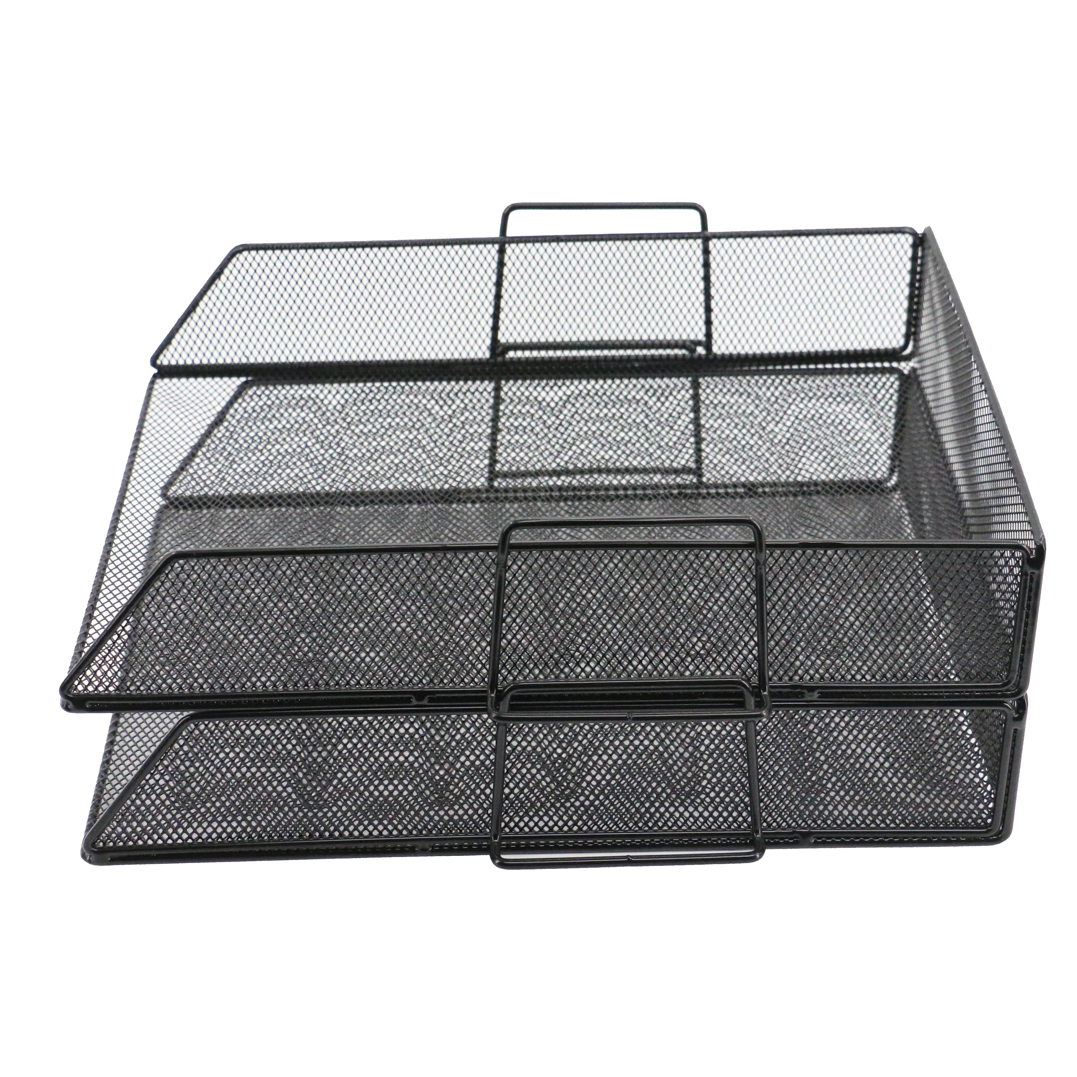 Office Supply - Black Metal Wire Mesh File Tray - Stackable