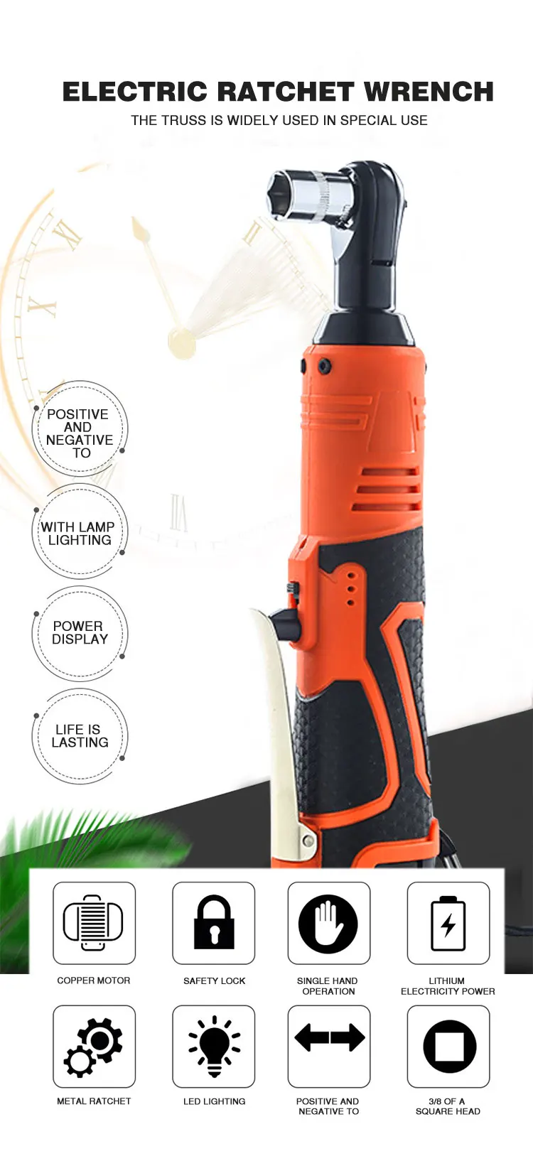Km 18v Lithium Cordless Electric Ratchet Wrench Rechargeable Stainless ...